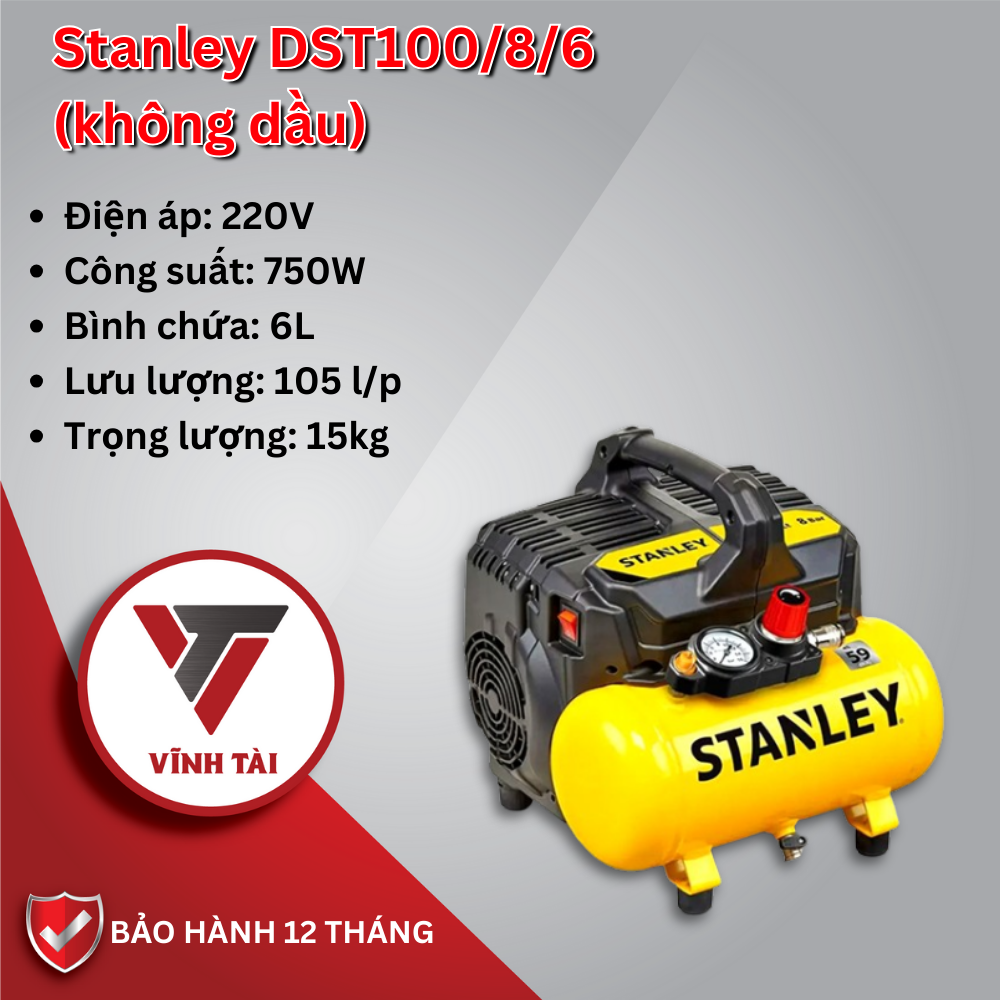 Máy nén khí 6L Stanley DST100/8/6 (không dầu) – Máy khoan – máy cắt ...