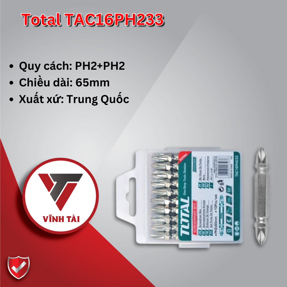 Mũi vít 2 đầu PH2x65mm Total TAC16PH233 – Máy khoan – máy cắt – máy mài – máy hàn- máy rửa xe ...